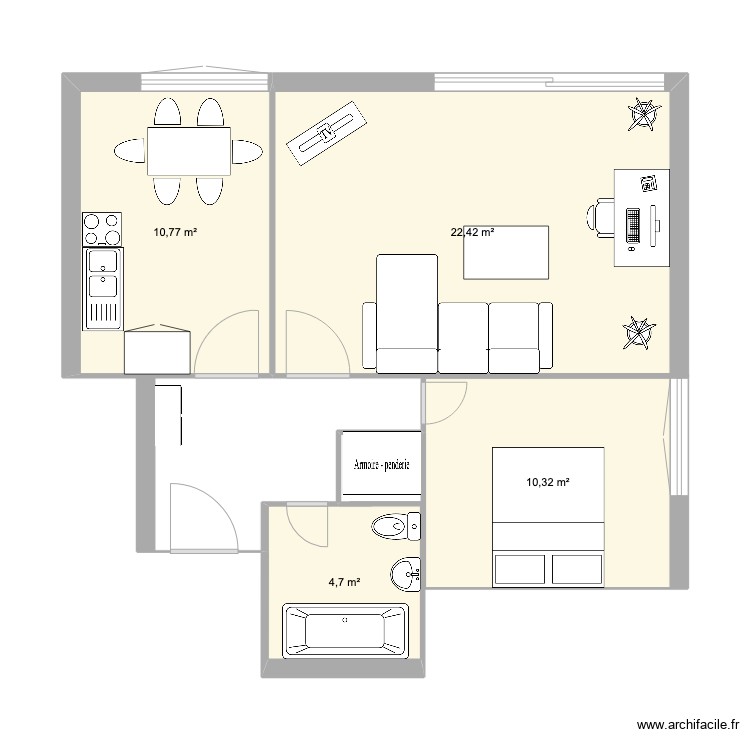 appart - Plan 4 pièces 48 m2 dessiné par edge74
