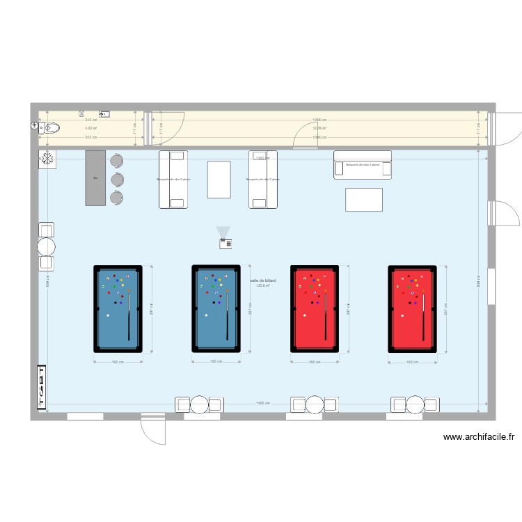 Plan – salle 4 billards – Par cleloc911 ️ | ArchiFacile
