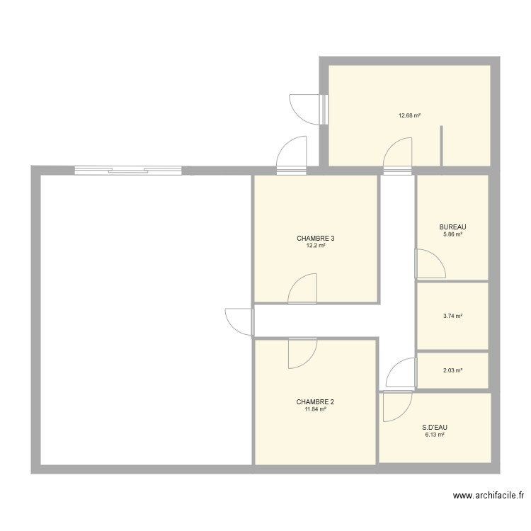 TRANO MAHAFALY - Plan 7 pièces 54 m2 dessiné par barytls