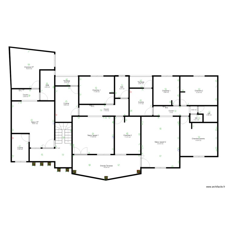 Plan – PLAN ETAGE COURANT FORT/FAIBLE – Par DJIKALO23 ️ | ArchiFacile