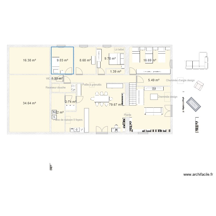 plan ensemble - Plan 12 pièces 194 m2 dessiné par baous