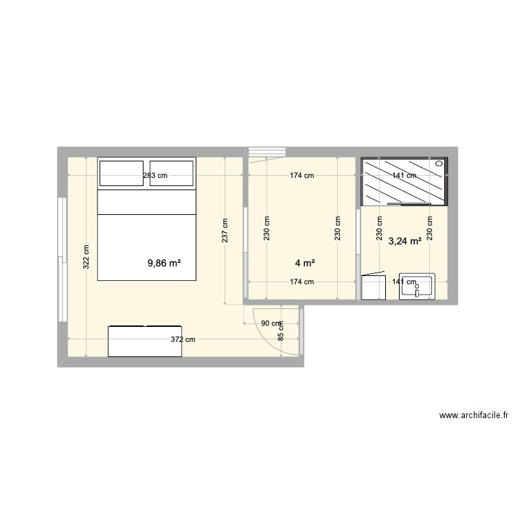 grand dressing - Plan 3 pièces 17 m2 dessiné par chrisRoss22