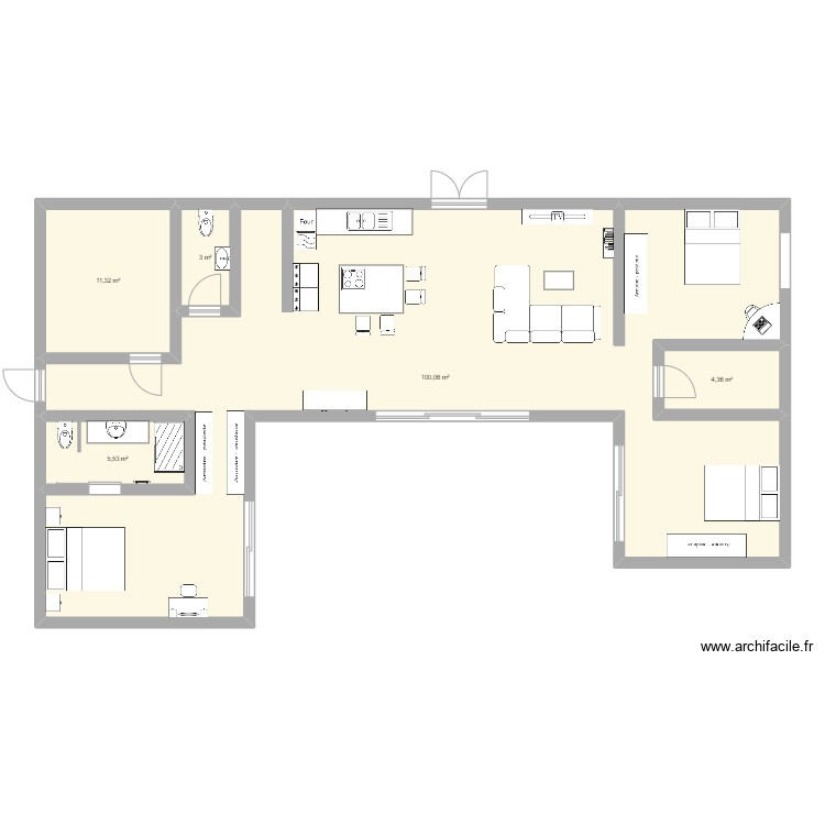 P1_maison U - Plan dessiné par Eloui
