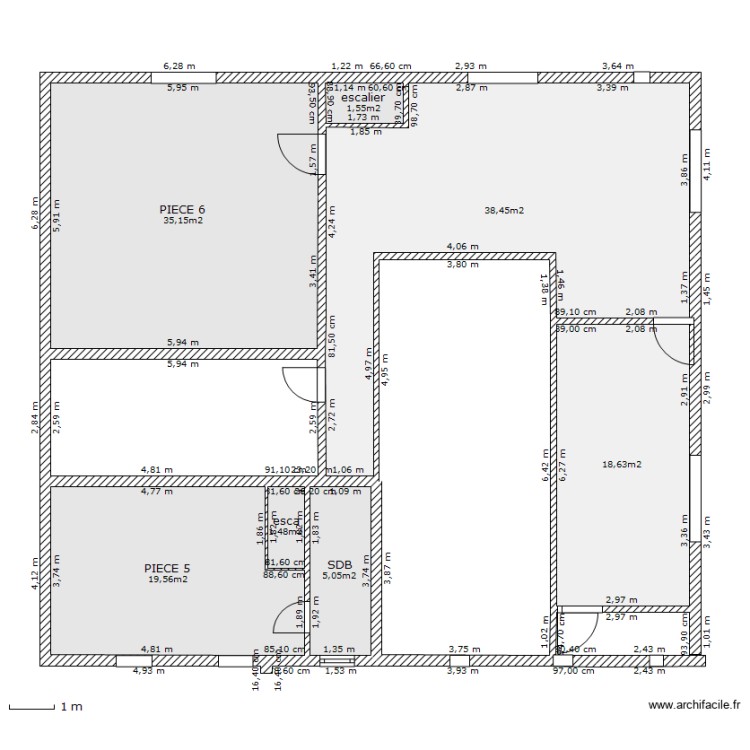 MANDRAY ETAGE 1 v3 mesures - Plan dessiné par manara1