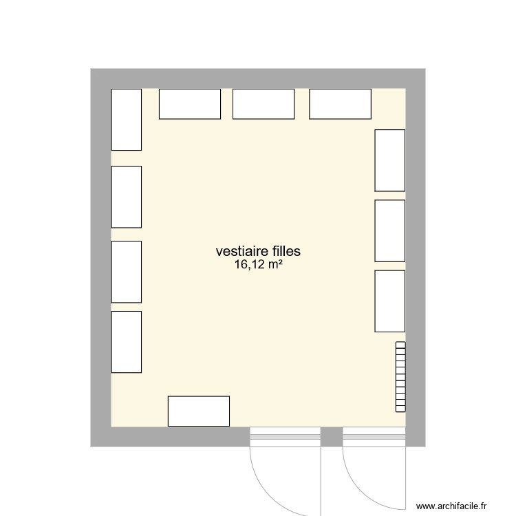 Vestiaire - Plan 1 pièce 16 m2 dessiné par Frederic_p_Renier