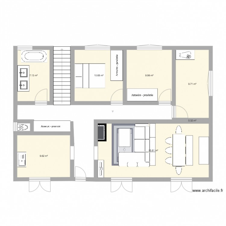 plan rdc aménagé simple - Plan dessiné par sophie_herbst
