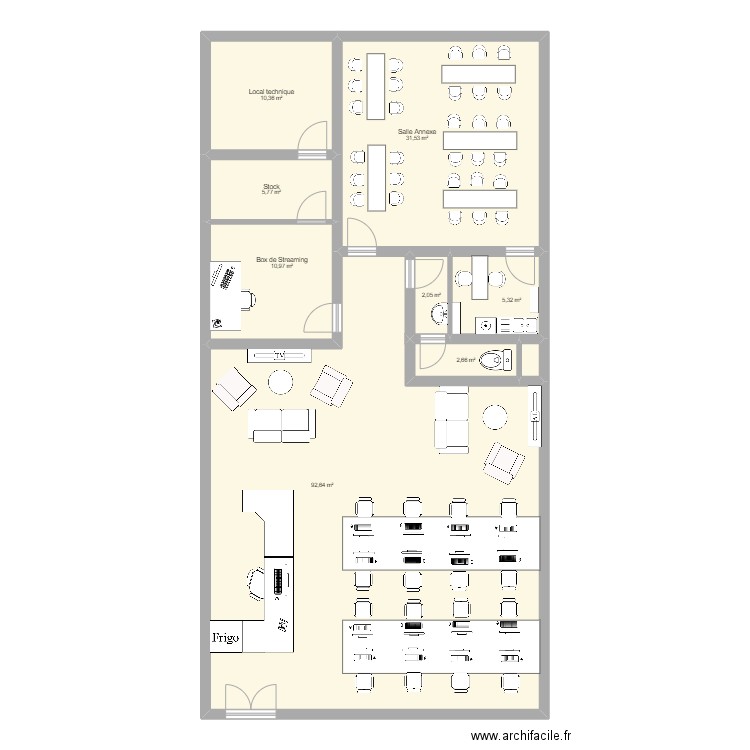 Gaming Center - Plan 9 pièces 162 m2 dessiné par basketxav