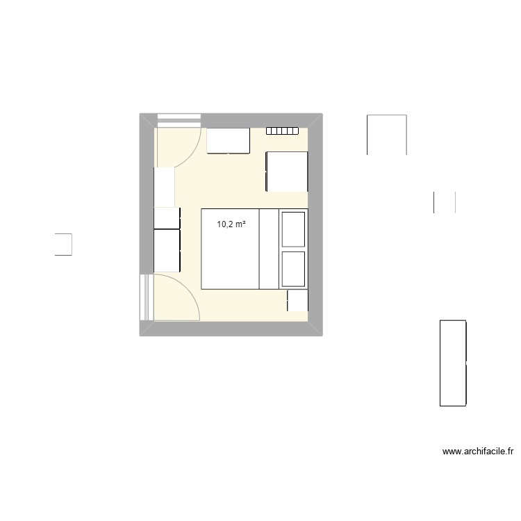 chambre - Plan 1 pièce 10 m2 dessiné par pandipanda1976