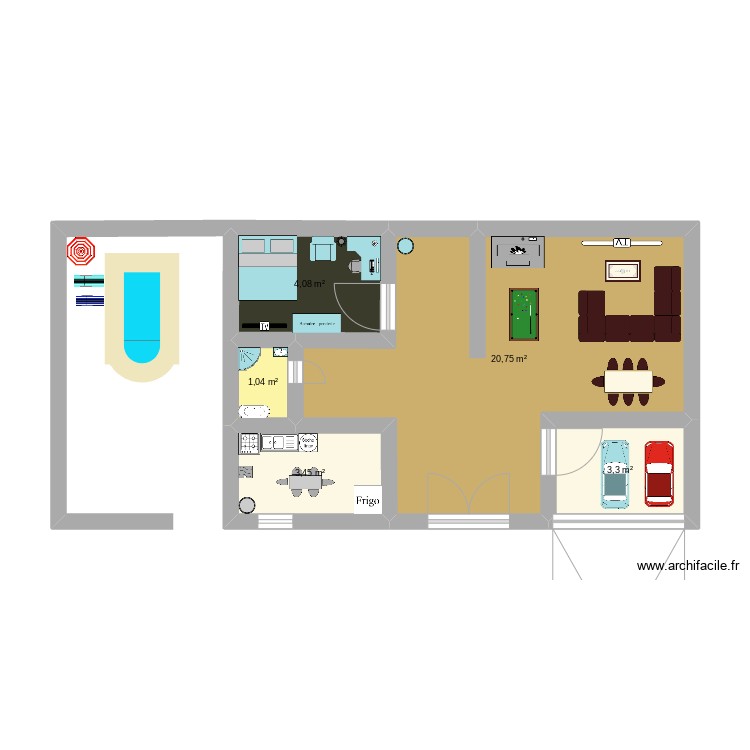 premier plan - Plan 5 pièces 33 m2 dessiné par kourouma
