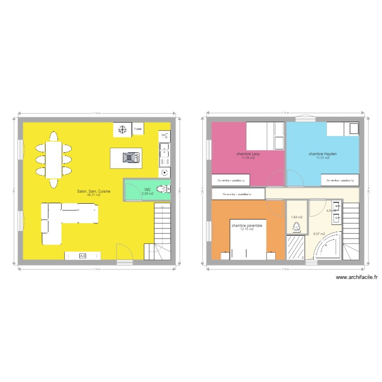 Plan – maison r1 – Par AlexetPauline ️ | ArchiFacile