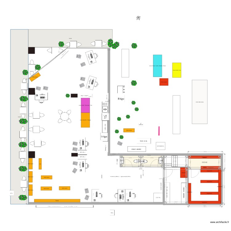 AD GENTES tea room librairie et agences - Plan 2 pièces 10 m2 dessiné ...
