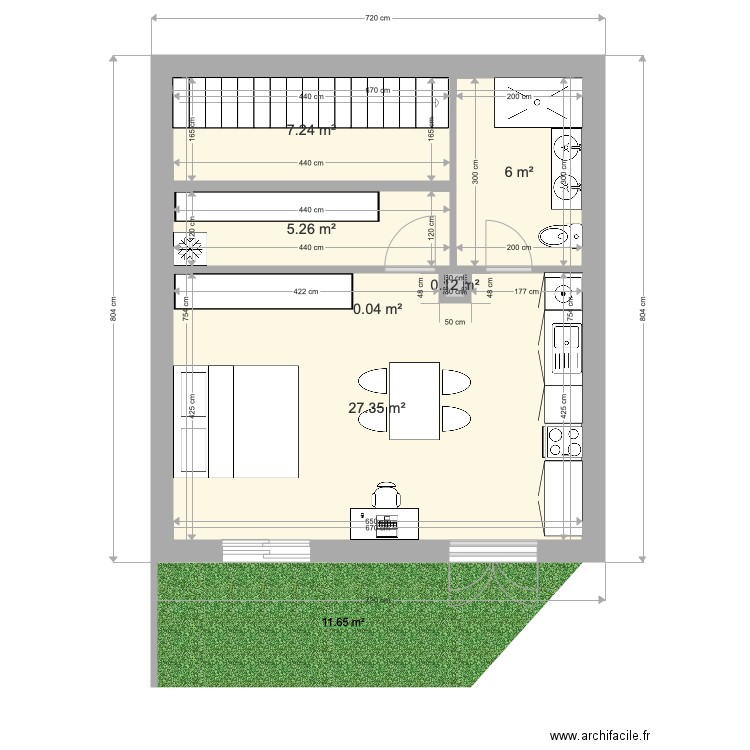 Plan appartement F2 a - Plan dessiné par petrago