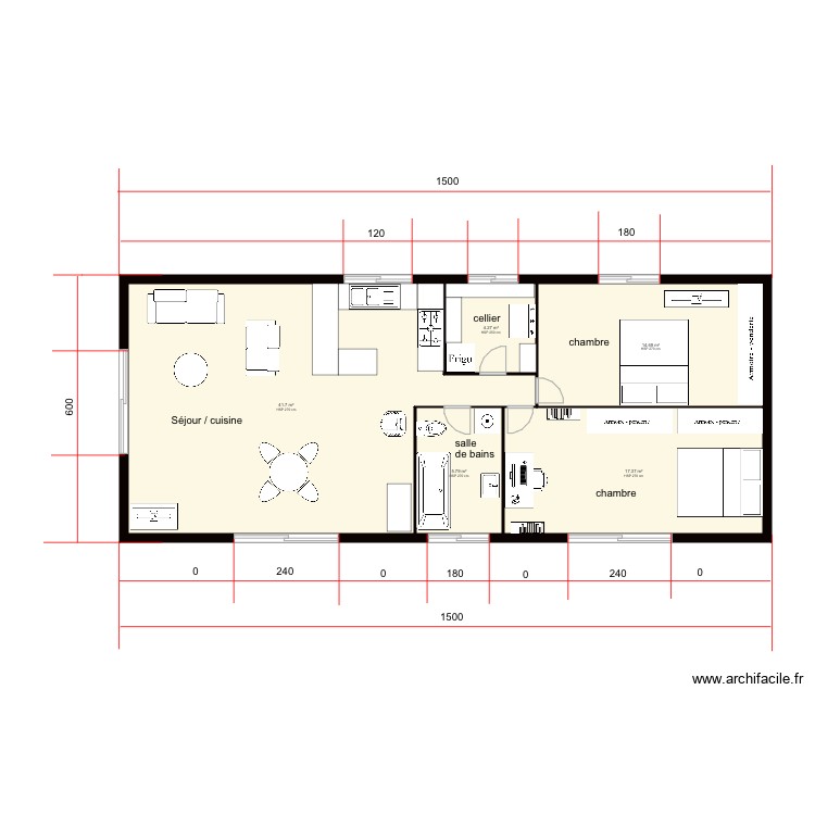 90 m2 - Plan dessiné par ELLIOTPROD