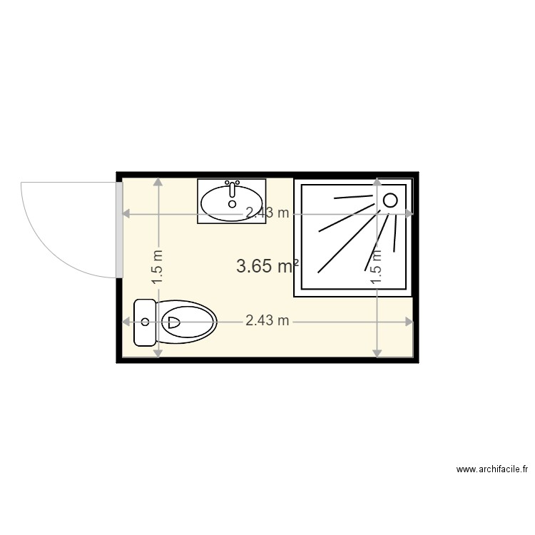 salle d'eau WC - Plan dessiné par Kalaubatima