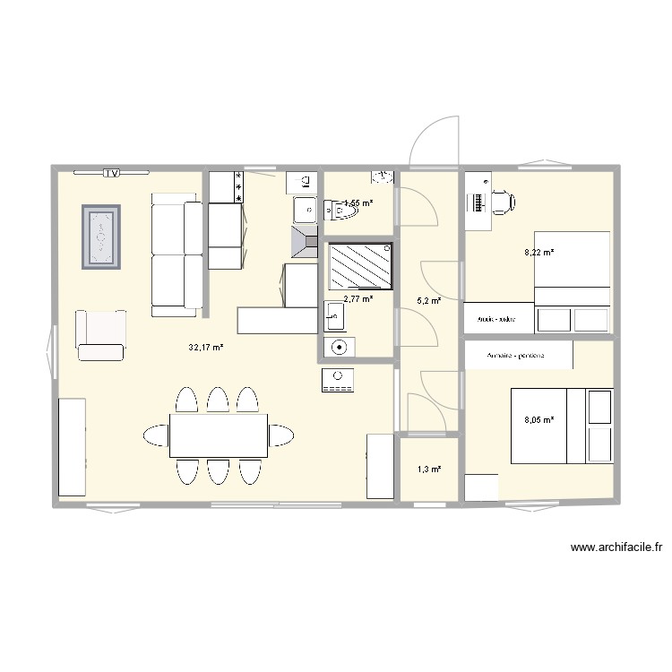 maison - Plan 7 pièces 59 m2 dessiné par Charly0593