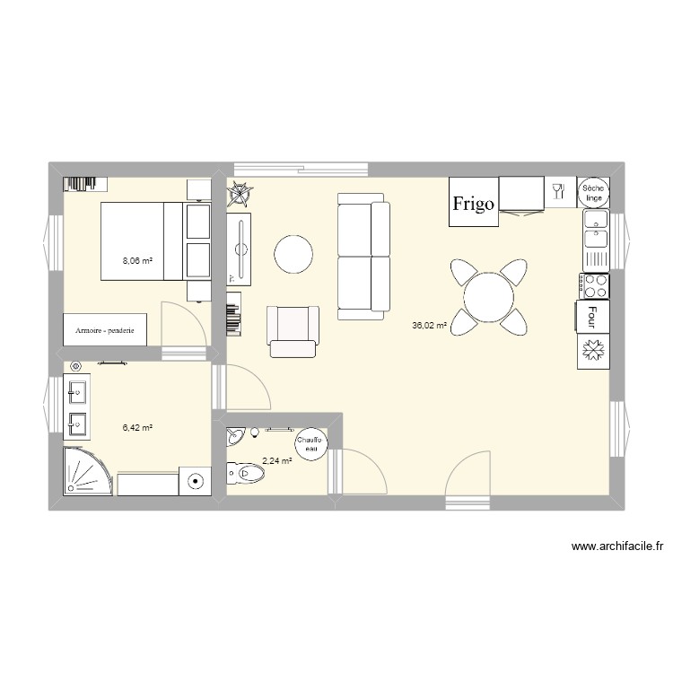 maison simple pour 1 ou 2 personnes - Plan dessiné par oulia7002