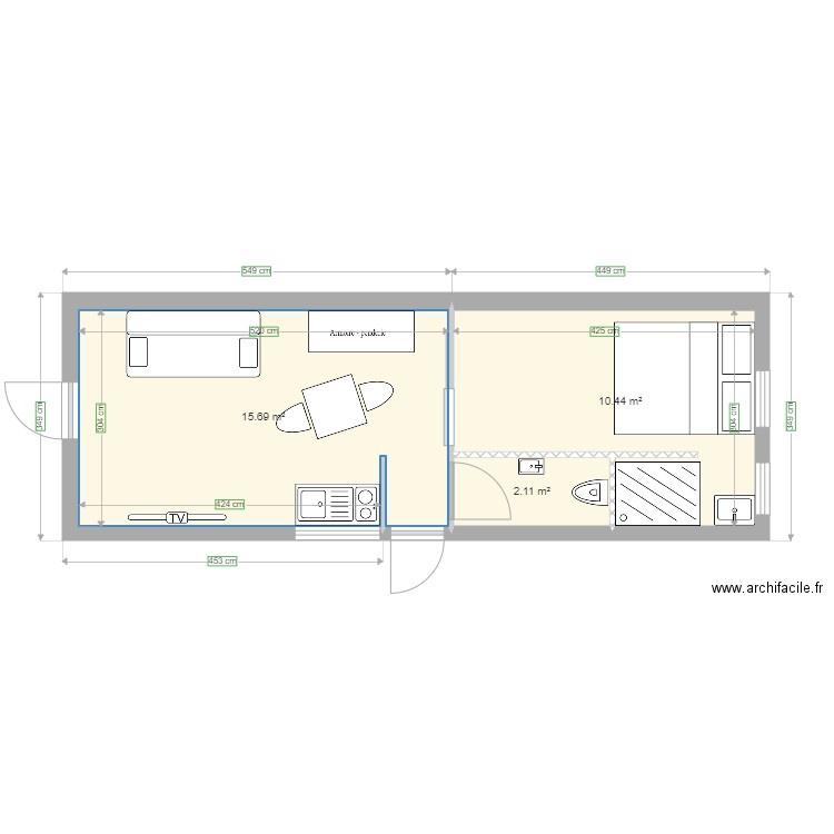 Studio - Plan dessiné par Guillaume1806