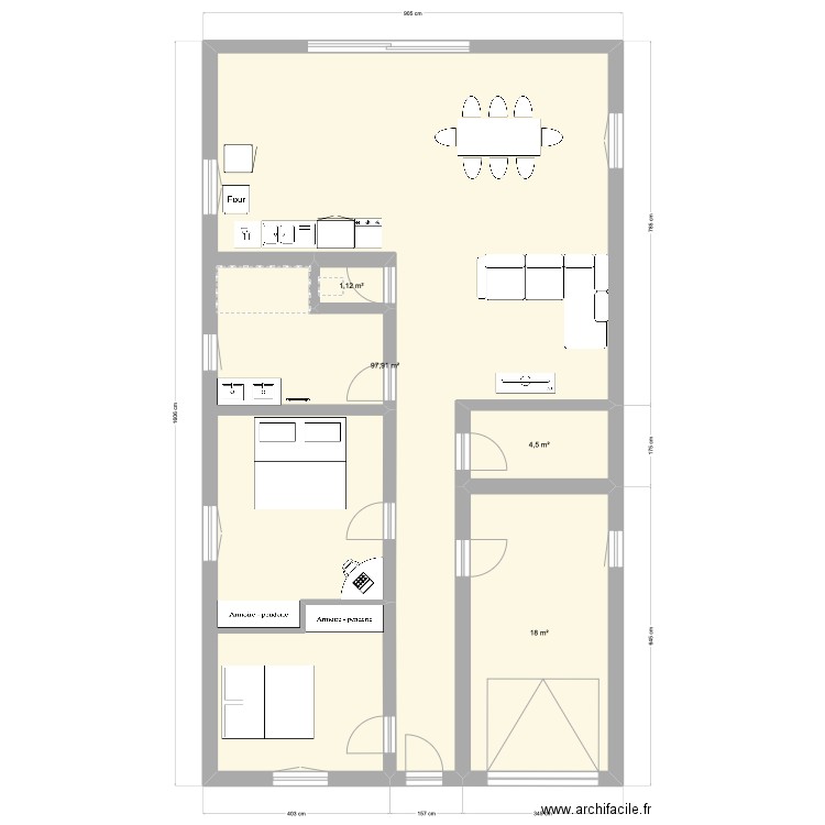 Maison 100m - Plan 4 pièces 122 m2 dessiné par Pierre4403