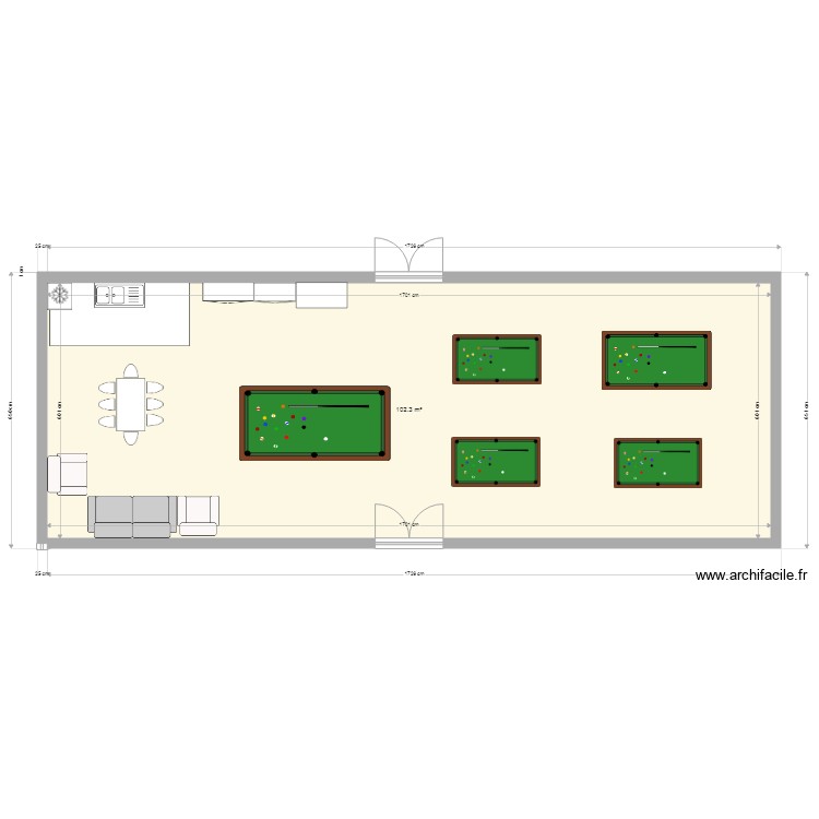 Plan de la salle de billard - Plan dessiné par Jedi17