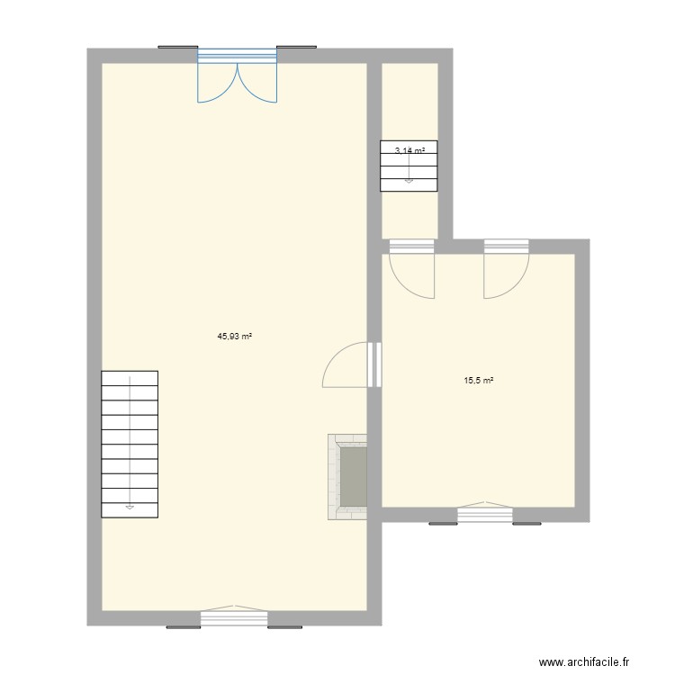 RDC - Plan 3 pièces 65 m2 dessiné par Juju6633