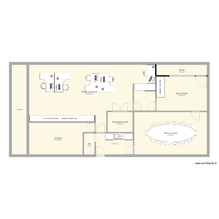Bureau communal - Plan dessiné par Mouzli
