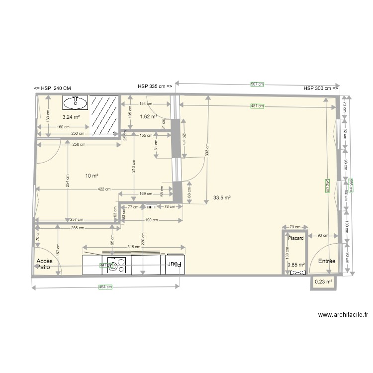 Plan avec cotes - Plan dessiné par JCB33160