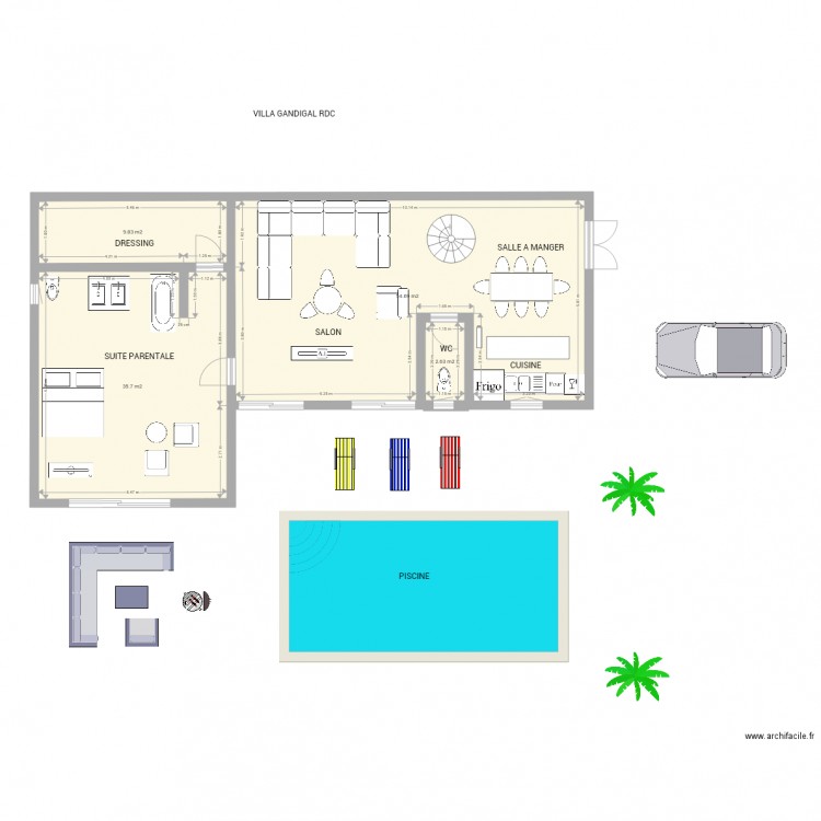 Rdc villa gandigal - Plan dessiné par gandigal