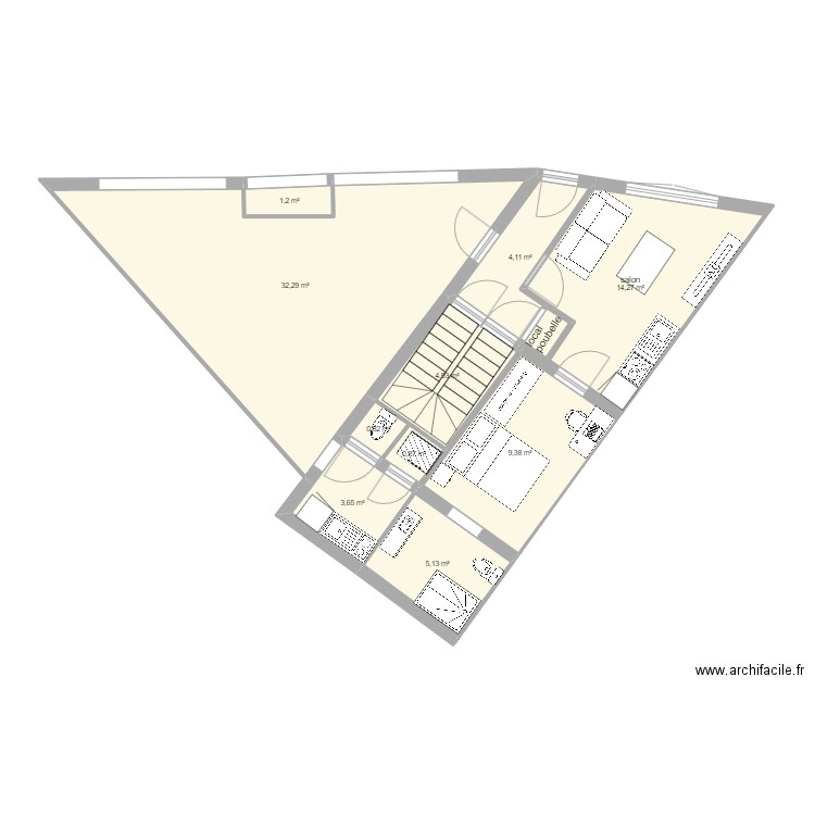 batiment renover rdc et +1 - Plan dessiné par guillaume huys