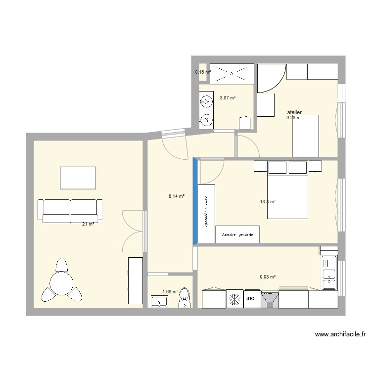 appartement F3 - Plan dessiné par laure20