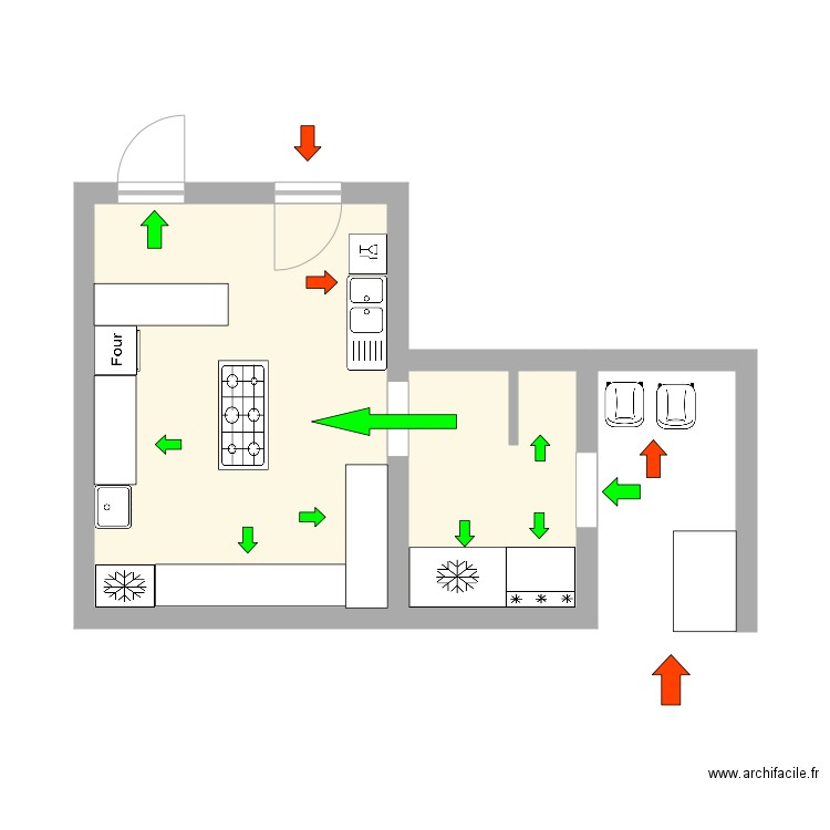 Plan cuisine marche en avant - Plan dessiné par babek