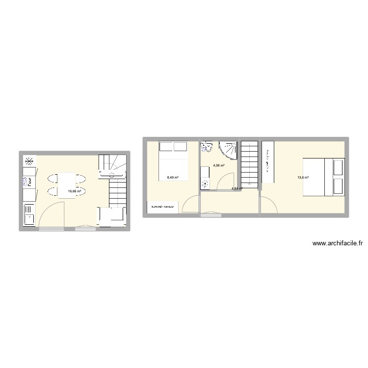Maison - Plan 5 pièces 48 m2 dessiné par Alex_FR