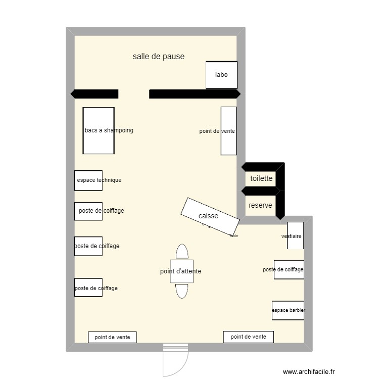 salon - Plan 3 pièces 59 m2 dessiné par saul9ine