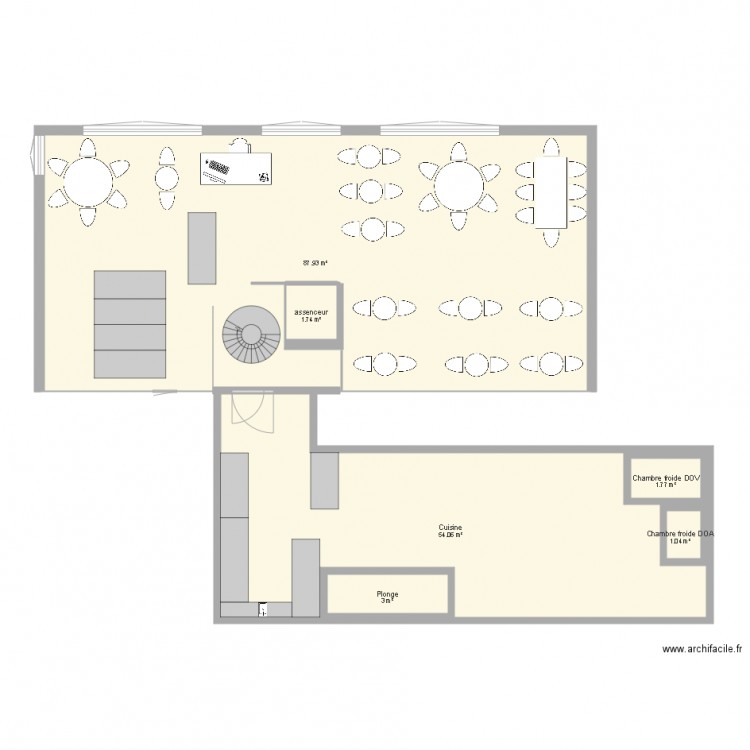 tas salle restaurant - Plan dessiné par jepasselecpet