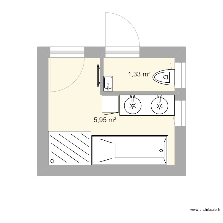 Dressing - Plan 2 pièces 7 m2 dessiné par Sosounia