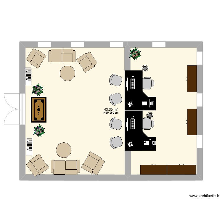 hhfgg - Plan 1 pièce 43 m2 dessiné par Ruth30