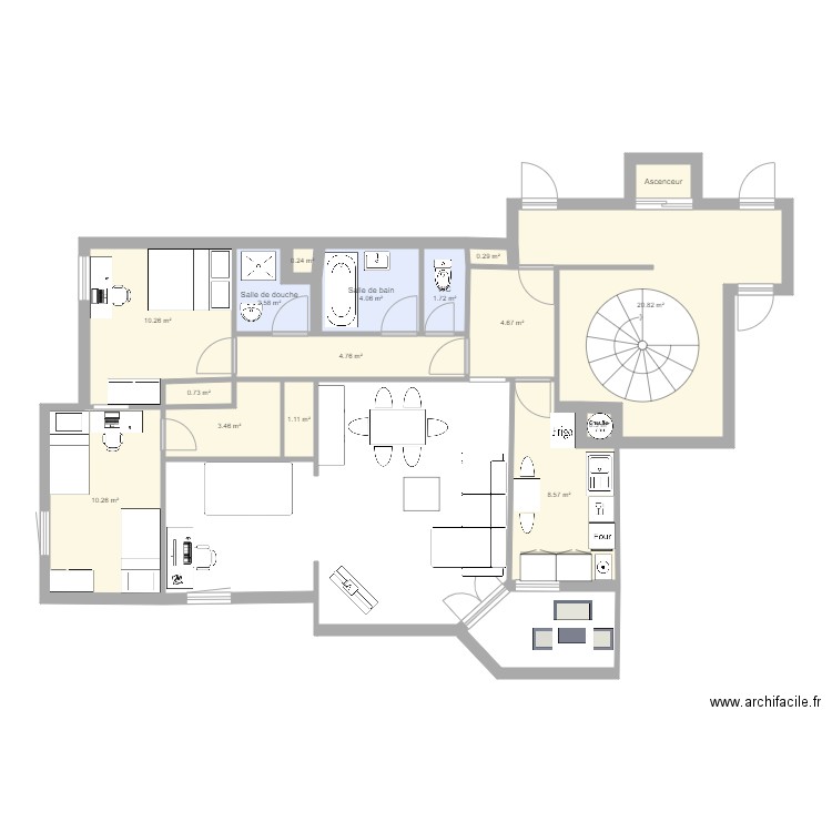 Appartement P2 - Plan dessiné par HMAISON