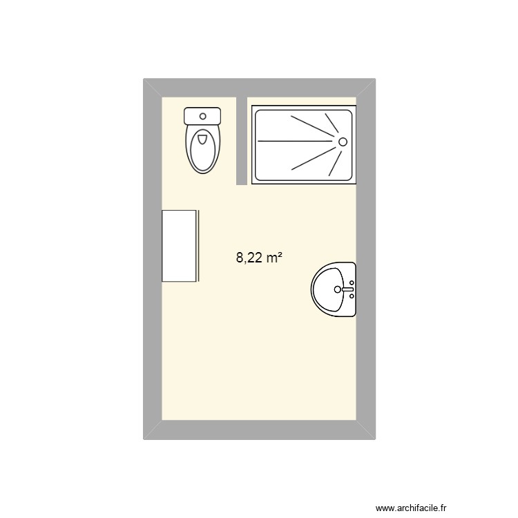 DOUCHE - Plan 1 pièce 8 m2 dessiné par tarek_ben