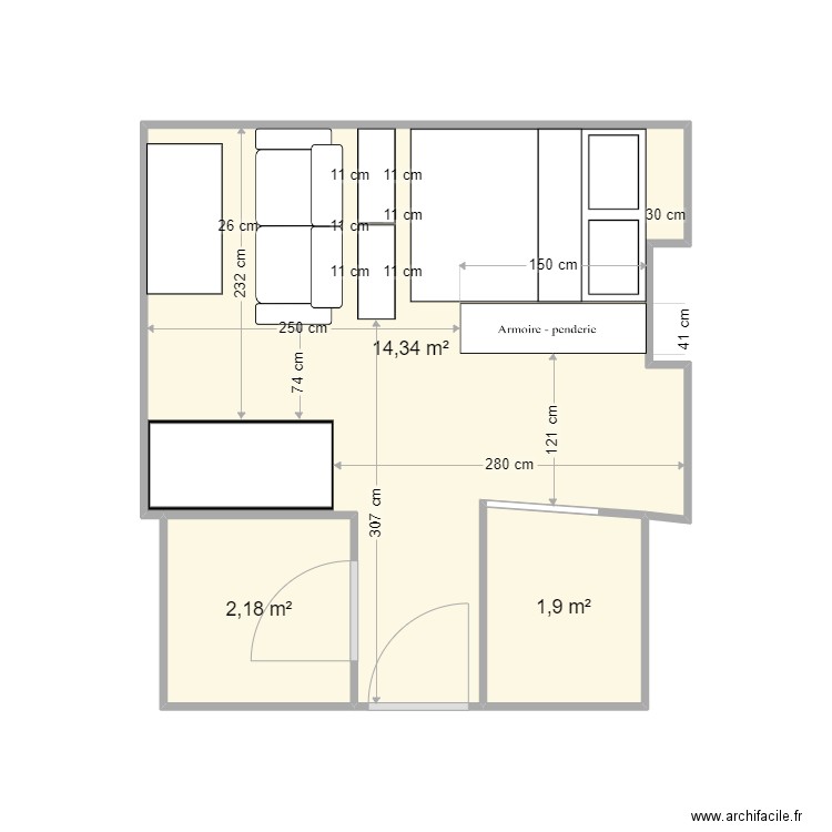 Plan – Studio 2 – Par DivinityAce ️ | ArchiFacile
