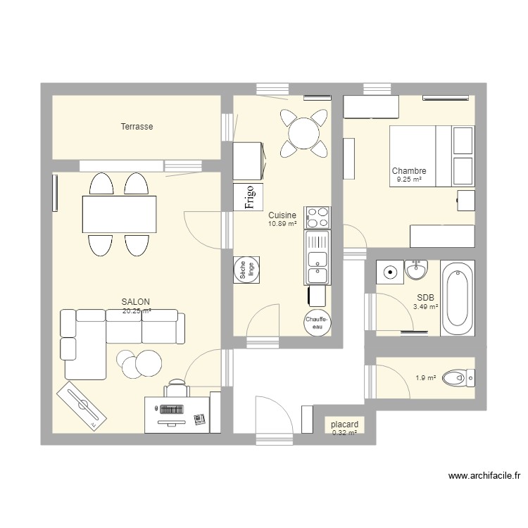 Appartement T2 Marcq - Plan dessiné par ally-f59