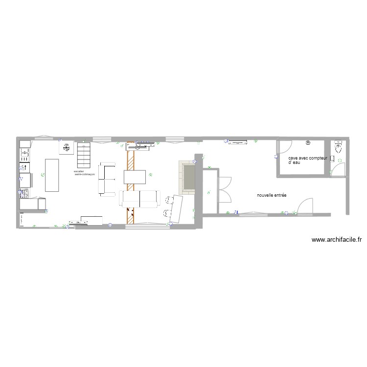 cuisine SAM entrée wc et amorce suite parentale - Plan dessiné par BBBOUL