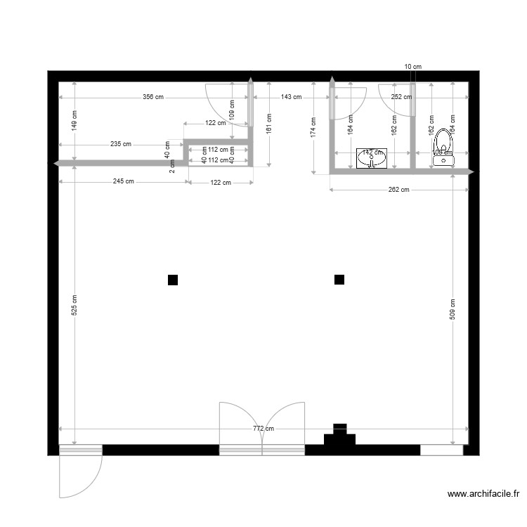 Local 2 actuel - Plan dessiné par pietr