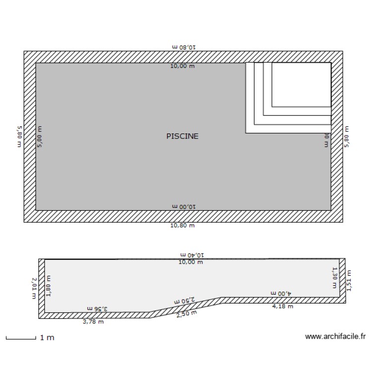 Plan – PISCINE PLAN ET COUPE Echelle 1/100 – Par rueil ️ | ArchiFacile