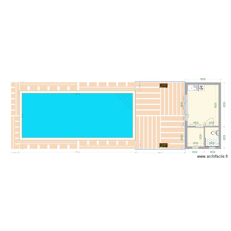 pool house 20 m2 - Plan dessiné par mario...