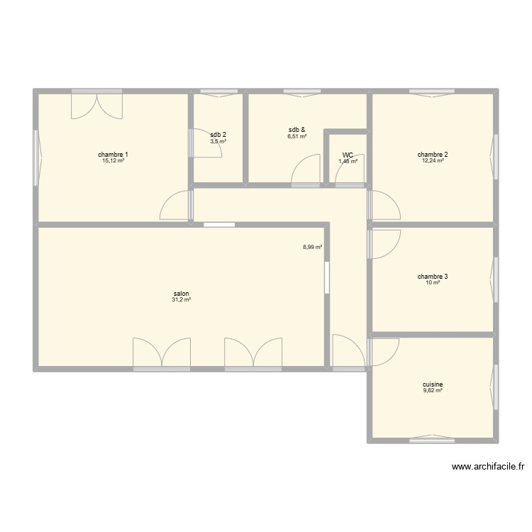 cocoyer - Plan 9 pièces 99 m2 dessiné par david alvarado