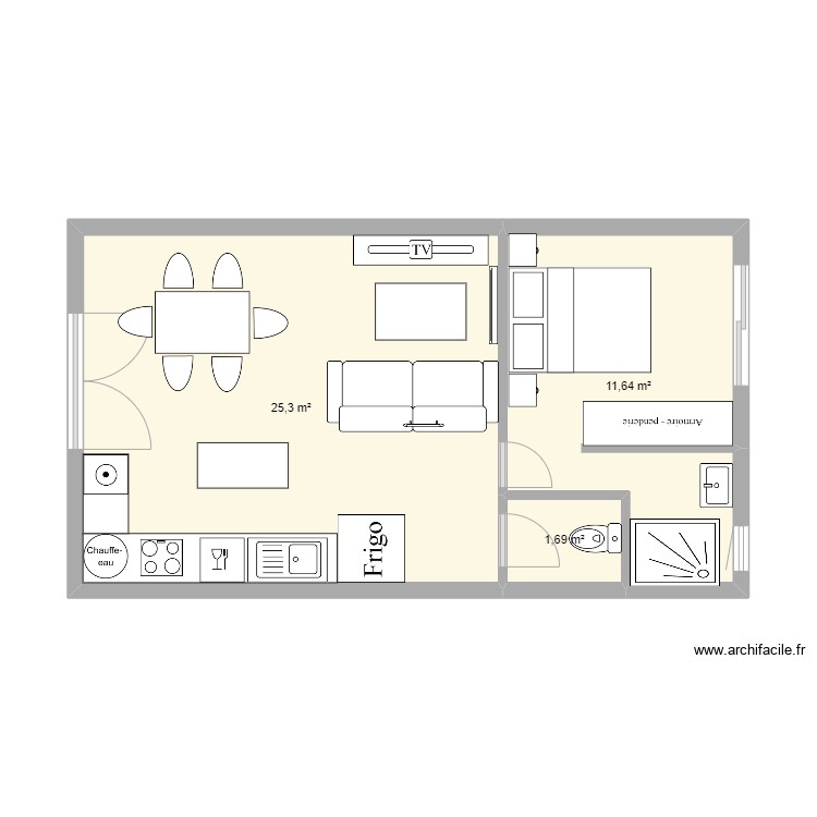 Plan – plan maison 45m2 – Par guip13 ️ | ArchiFacile