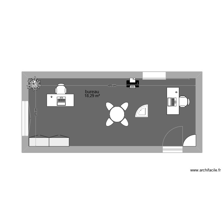 bureau - Plan 1 pièce 18 m2 dessiné par laurent geniteau