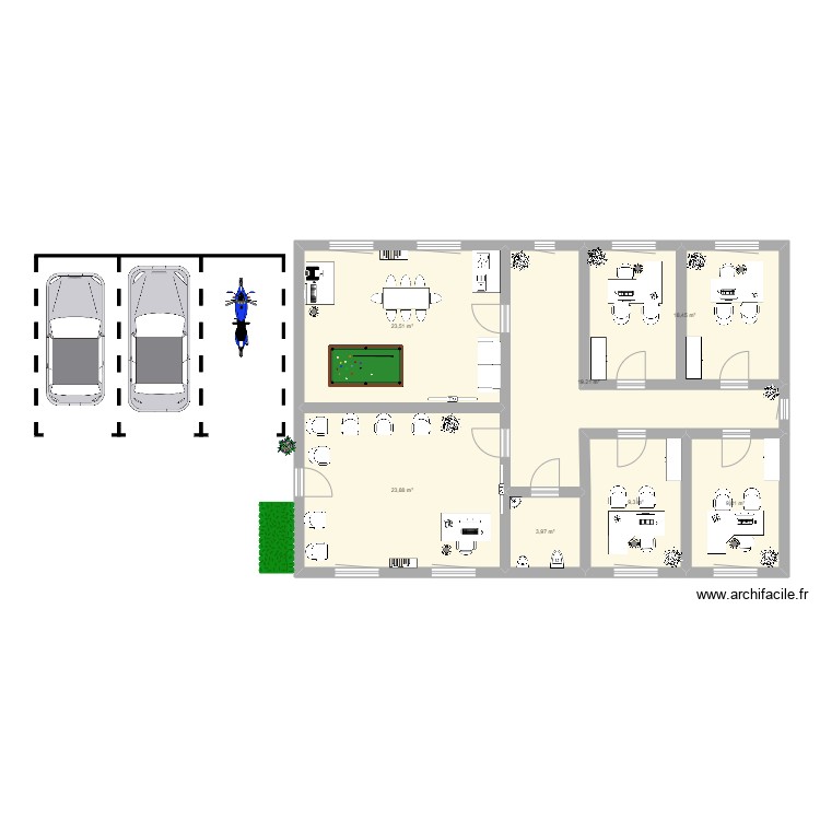 construction locaux - Plan 7 pièces 107 m2 dessiné par youna_bgs
