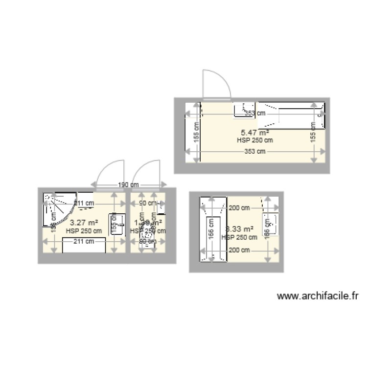 toilette et douche - Plan dessiné par douangchampa