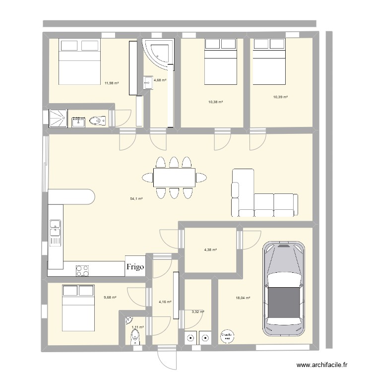 PLAN RECT 130M2 - Plan 10 pièces 72 m2 dessiné par amelie59250