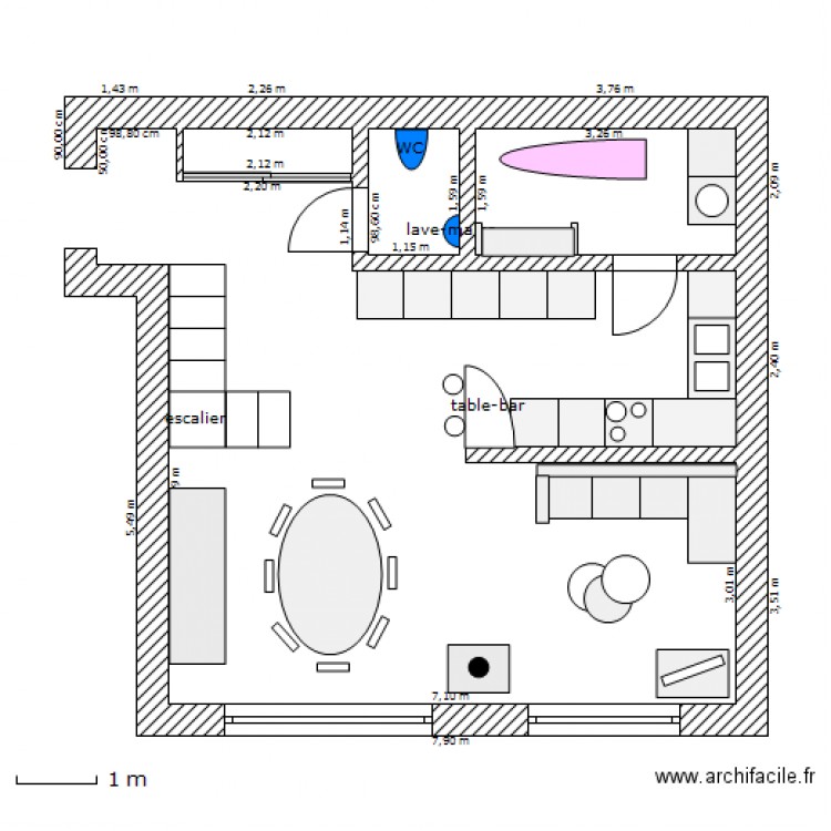 RDC studio avec mezzanine - Plan dessiné par amandine59